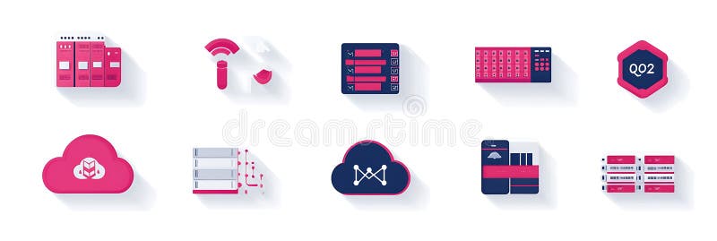 Minimalist Vector Data Icons Illustrating Cloud Storage Stock ...