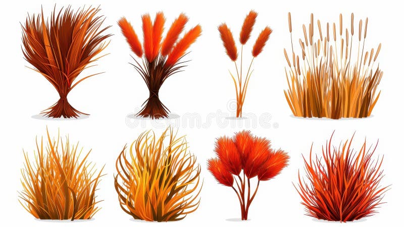 Minimalist Vector Design Depicting Dry Grass Patches, Emphasizing ...