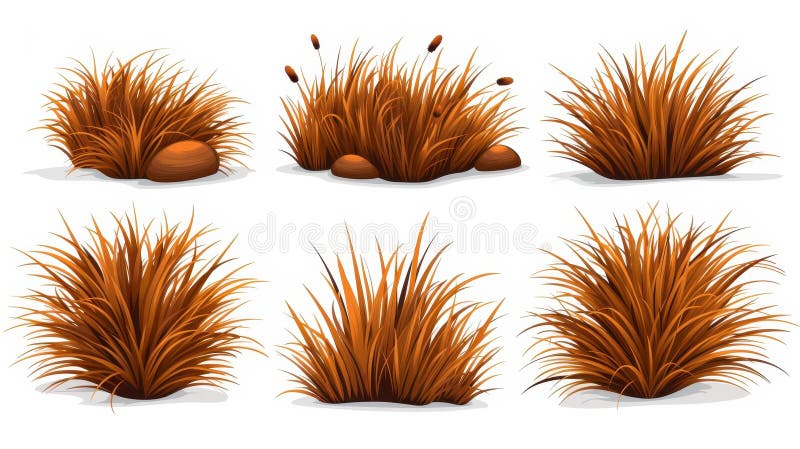 Minimalist Vector Design Depicting Dry Grass Patches, Emphasizing ...