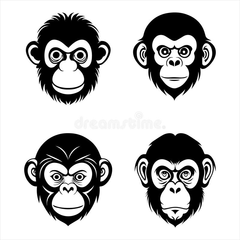Minimalist Vector Design of a Monkey Icon Stock Vector - Illustration ...