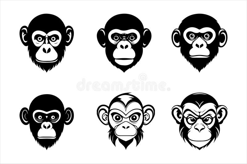 Minimalist Vector Design of a Monkey Icon Stock Vector - Illustration ...