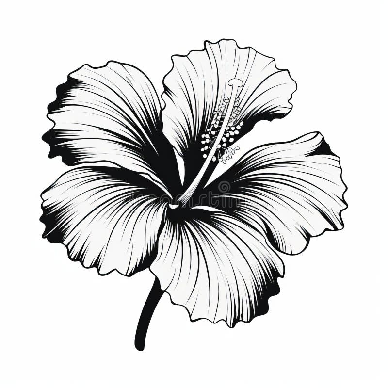 Minimalist Vector Drawing of Hibiscus Leaf on White Background Stock ...