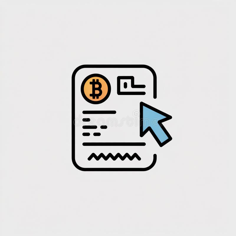 Minimalist Vector Icon Depicting a Document with a Bitcoin Symbol a ...