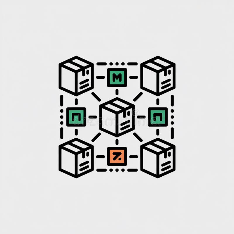 Minimalist Vector Icon Illustrating a Network of Interconnected ...