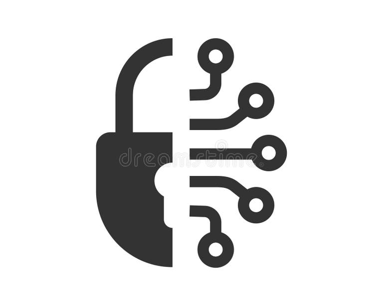 Minimalist Vector Icon of a Padlock Merged with a Circuit Board ...