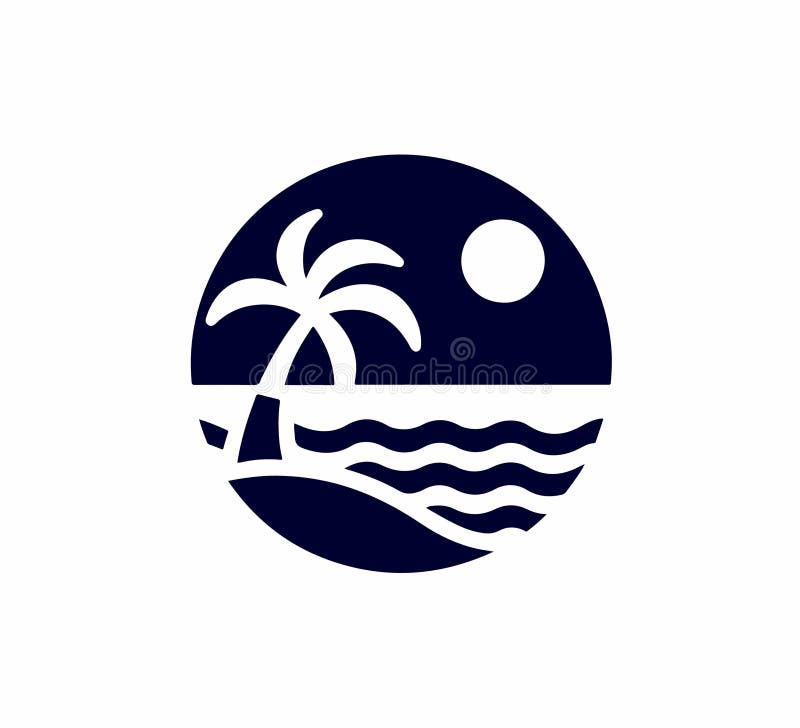 Beach Scenery Simple Vector Icon Symbol Logo Stock Image - Image of ...