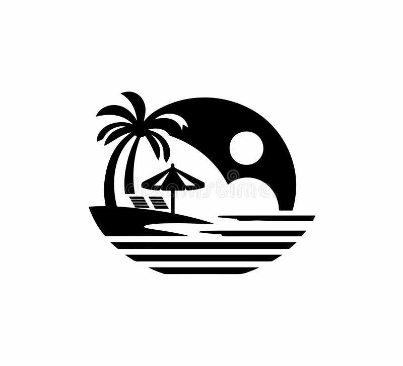 Beach Scenery Simple Vector Icon Symbol Logo Stock Vector ...