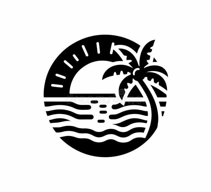 Beach Scenery Simple Vector Icon Symbol Logo Stock Vector ...