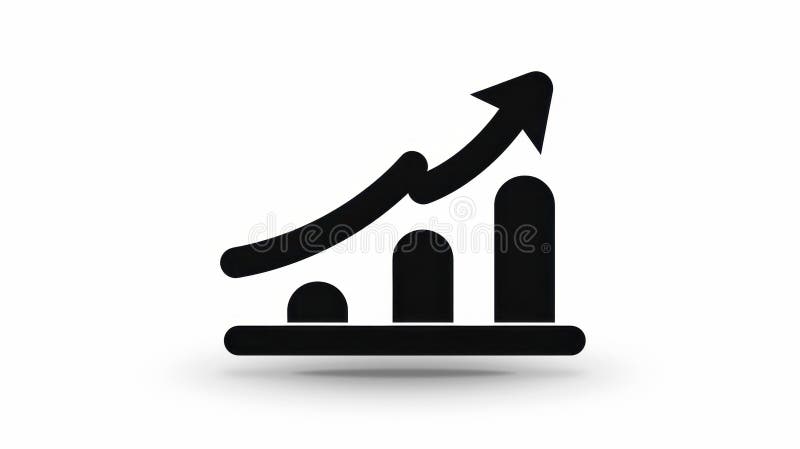 A Sleek Black Growing Bar Graph Icon Against a Crisp White Backdrop ...