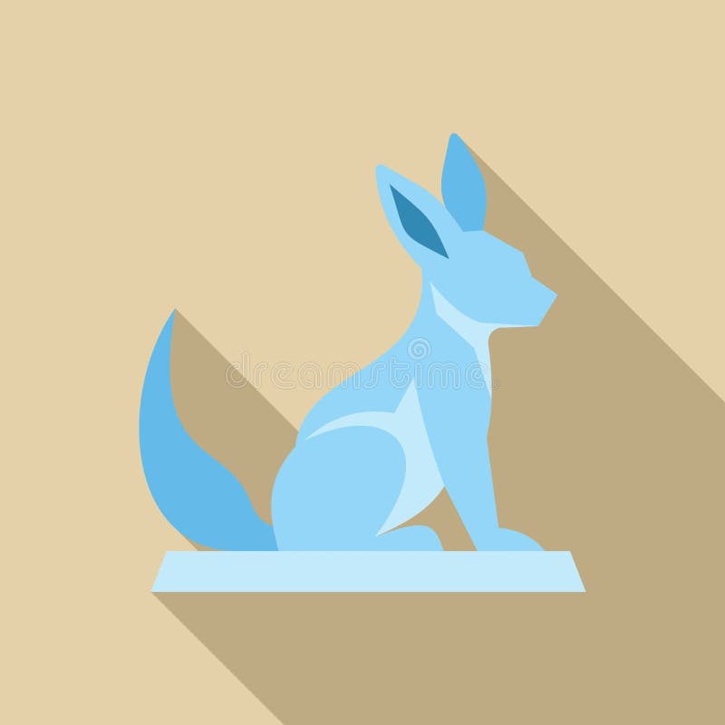 Blue Fennec Fox Sitting on Stone Pedestal with Long Shadow Stock ...