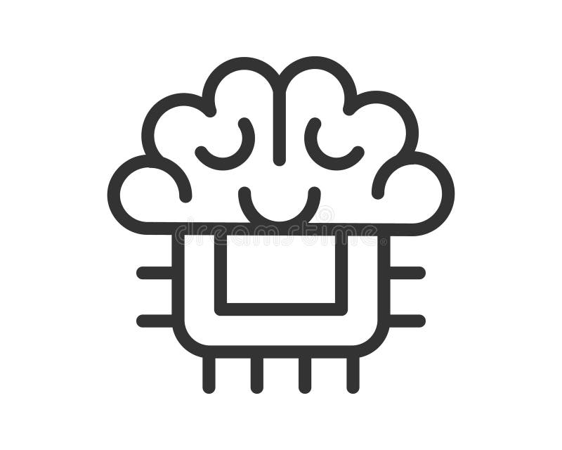 Minimalist Vector Illustration of a Brain with a Chip, Symbolizing ...
