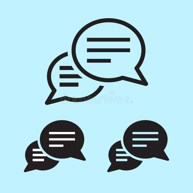 Chat Bubble Icon Set – Vector Communication Symbols on Blue Background ...