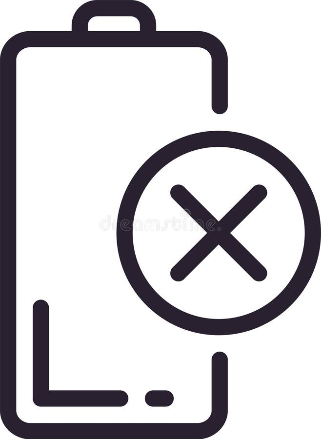 Minimalist Vector Illustration Depicting a Battery Icon with a Cross ...