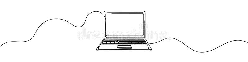 Continuous Line Drawing Representing a Laptop Computer on White ...