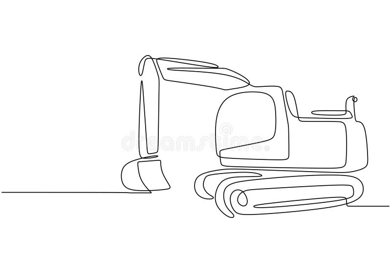 Minimalist Vector Illustration of an Excavator in Continuous Line ...