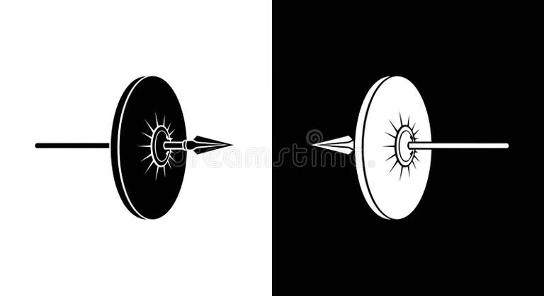 Spear Piercing Target or Shield Icon - Black and White Contrast Stock ...