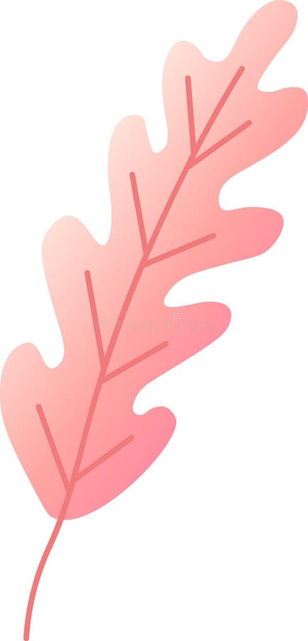 Minimalist Vector Illustration Featuring a Stylized Pink Oak Leaf with ...
