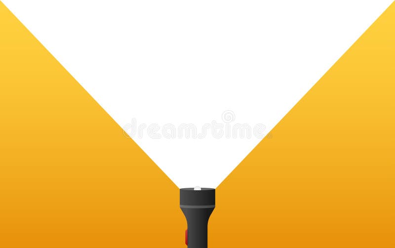 Minimalist Vector Illustration of a Flashlight with Bright Light Beam ...