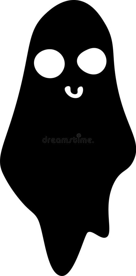Minimalist Vector Illustration of a Friendly Black Ghost Floating with ...