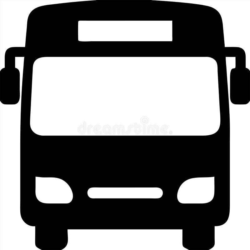 Vector Illustration of Front View Bus Silhouette for Transportation ...