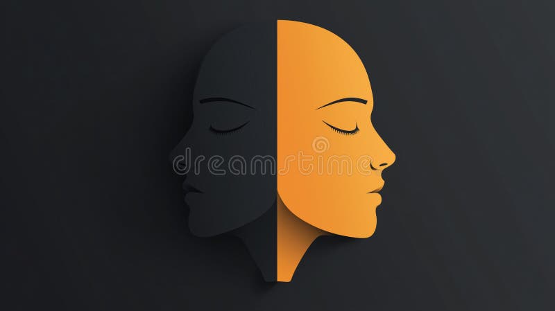 Minimalist Vector Illustration of a Human Face with Dual Light and ...