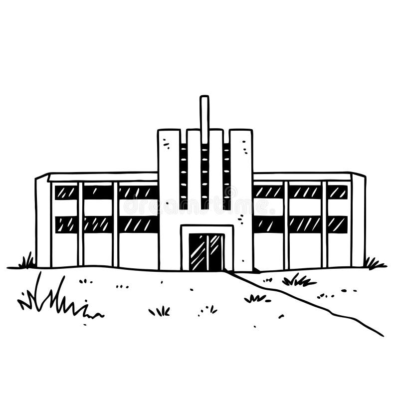 Minimalist Vector Illustration of Modern School Building Architecture ...