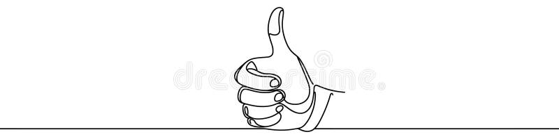 Continuous Line Drawing of Hand Showing Thumb Up Gesture Stock ...