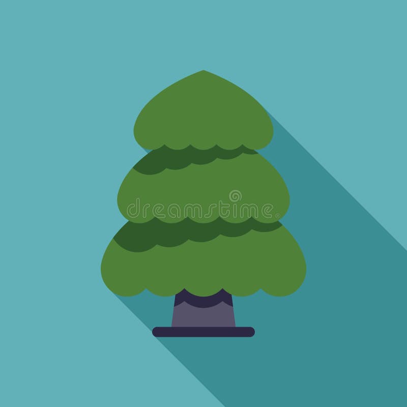 Green Stylized Conifer Tree Standing with Long Shadow Stock ...