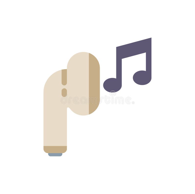 Wireless Earphone Playing Music with Notes Icon Stock Vector ...