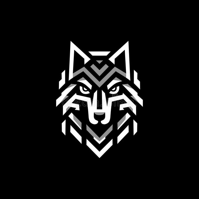 Minimalist Vector Illustration of a Wolf Head Logo, Front View Stock ...