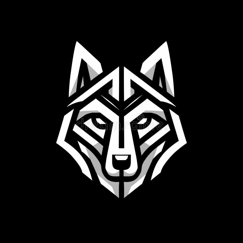 Minimalist Vector Illustration of a Wolf Head Logo, Front View Stock ...