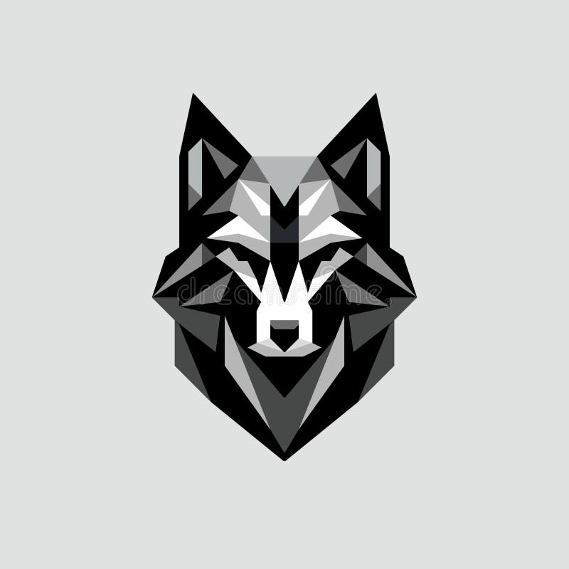 Minimalist Vector Illustration of a Wolf Head Logo, Front View Stock ...