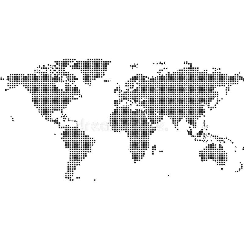 Dotted World Map Vector Illustration in Minimalist Style Stock ...