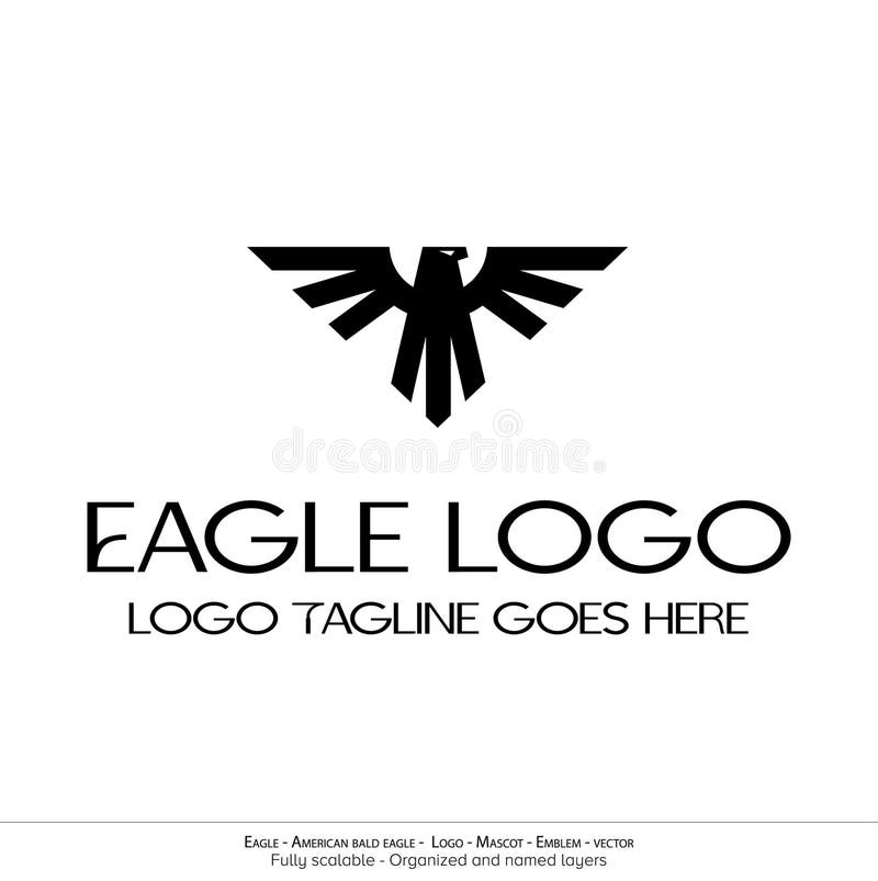 Eagle Logo, Flying Bird Emblem. Minimalistic American Bald Eagle ...