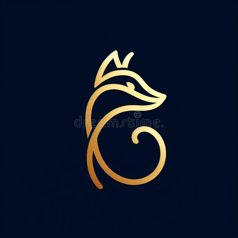A Minimalist Vector Logo Using a Continuous Gold Line with Proud Fox ...
