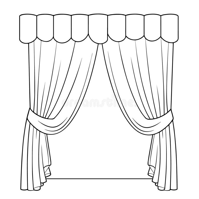 Minimalist Vector Outline of a Curtain Icon for Versatile Use Stock ...