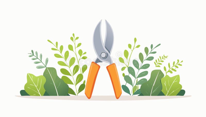 A Minimalist Vector Showing Pruning Shears Cutting through Vibrant ...