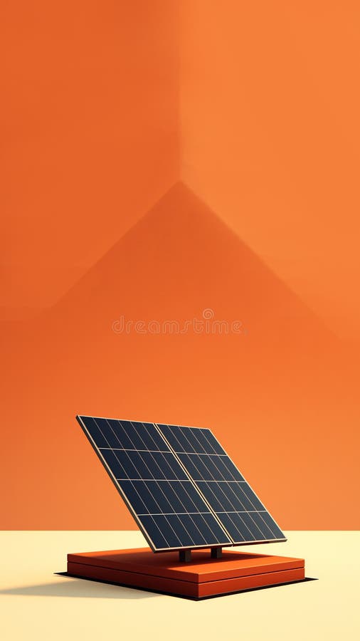 Minimalist Vertical Image of a Solar Panel on a Brown Background. Clean ...