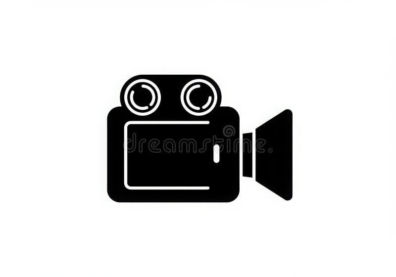 Minimalist Video Camera Icon, Black Silhouette, White Background ...