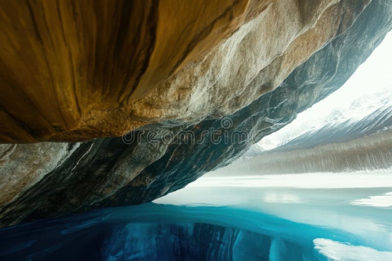 Minimalist View of a Serene Deep Blue Ice Cave with Stock Image - Image ...