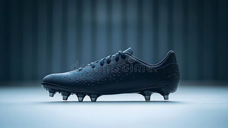 Minimalist View of a Single Black Rugby Boot Positioned on a Plain ...