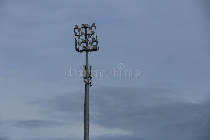 Minimalist View of a Tall Stadium Light Pole with LED Lights Stock ...