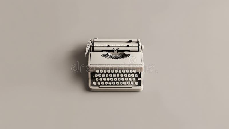 Minimalist Vintage Typewriter Rendered in 3D on a Soft Grey Background ...