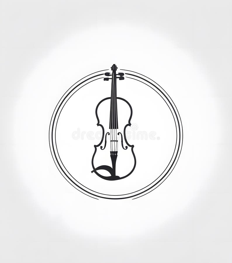 Minimalist Violin Logo in Circle on White Background Stock Illustration ...