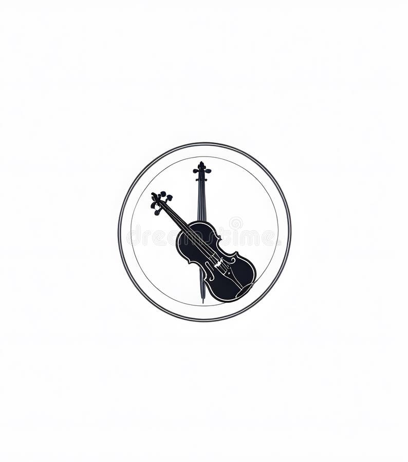 Minimalist Violin Logo in Circle on White Background Stock Illustration ...