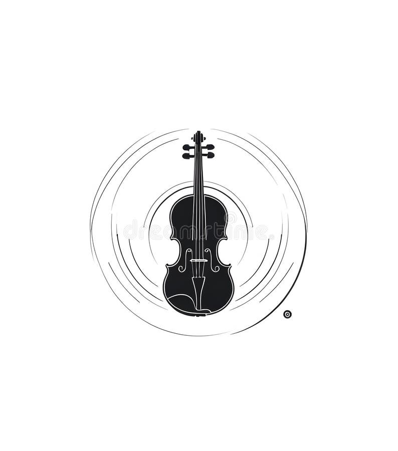 Minimalist Violin Logo in Circle on White Background Stock Illustration ...