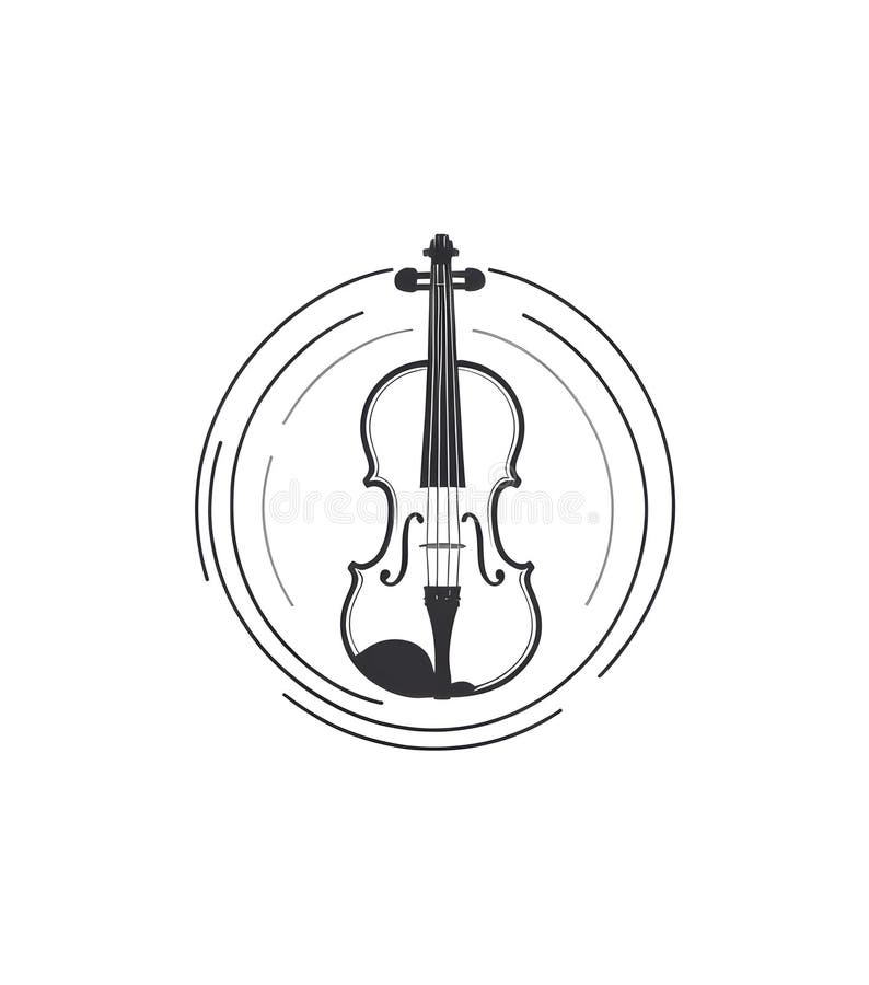 Minimalist Violin Logo in Circle on White Background Stock Illustration ...