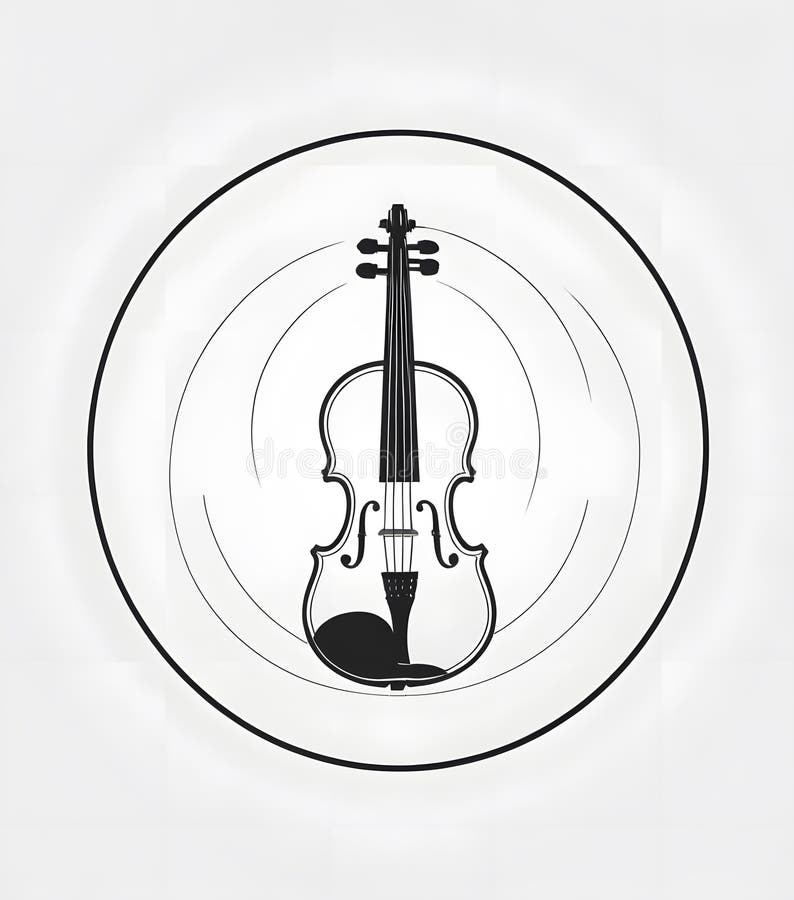 Minimalist Violin Logo in Circle on White Background Stock Illustration ...