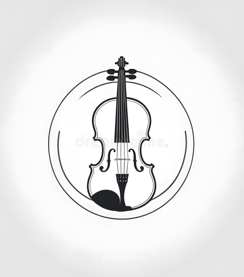 Minimalist Violin Logo in Circle on White Background Stock Illustration ...