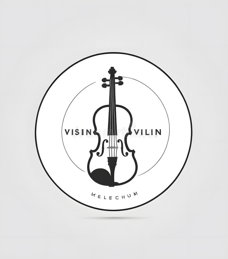 Minimalist Violin Logo in Circle on White Background Stock Illustration ...